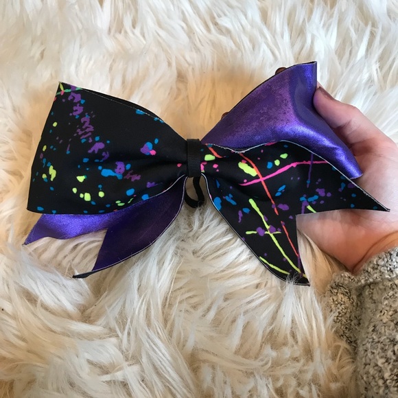 Accessories | Purple And Black Neon Splatter Bow | Poshmark